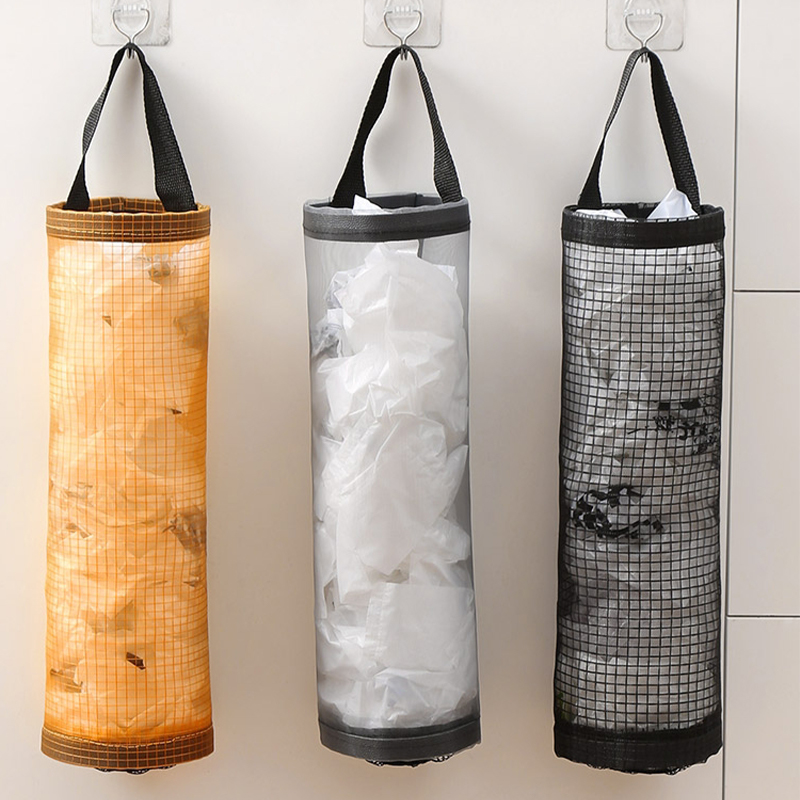 𝐇𝐀𝐍𝐆𝐀𝐁𝐋𝐄 Kitchen Plastic Trash Garbage Bag Hanging Net Holder Mesh Wall ...