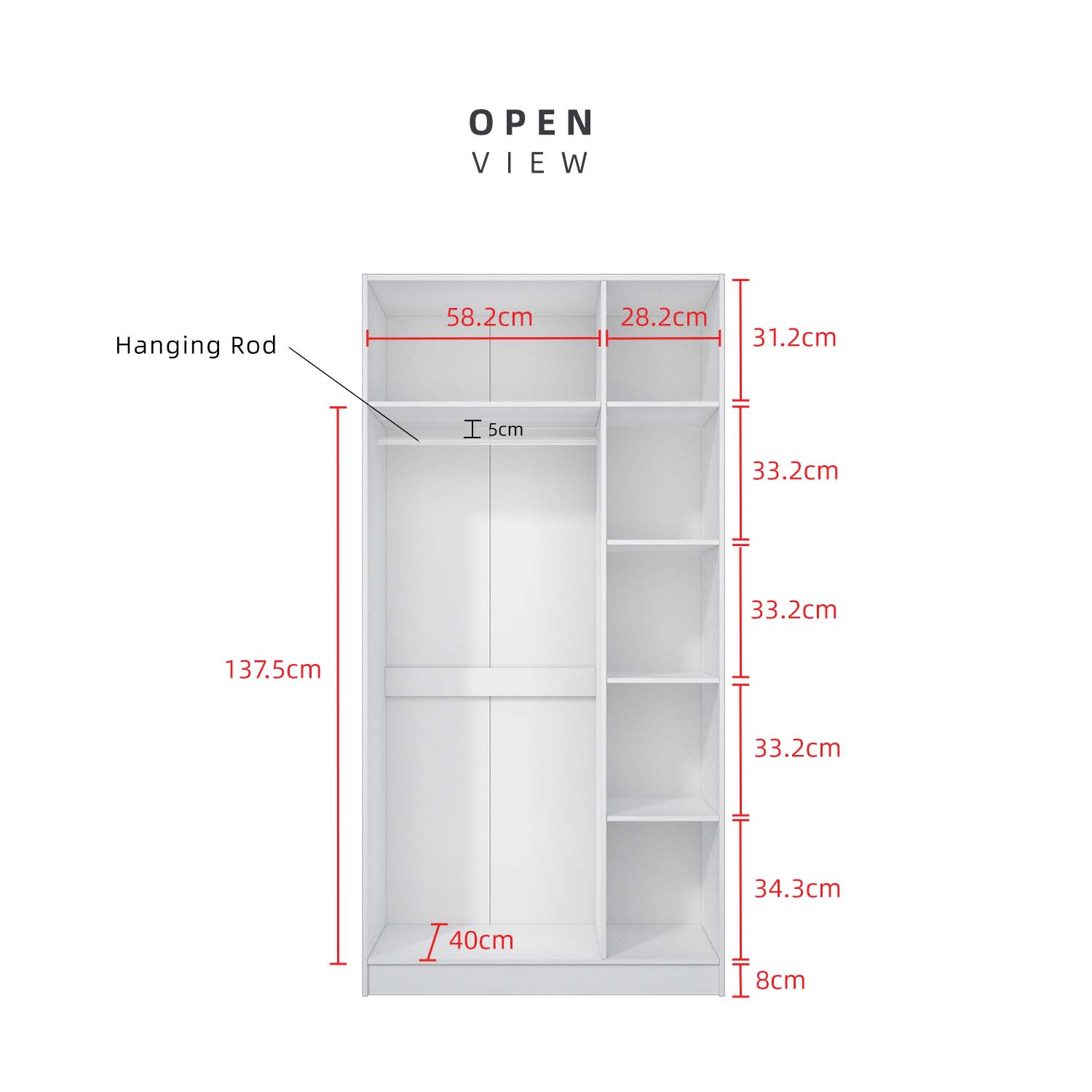 KitchenZ 3FT 3 Door Mirror Wardrobe with 6 Compartment Shelves ...
