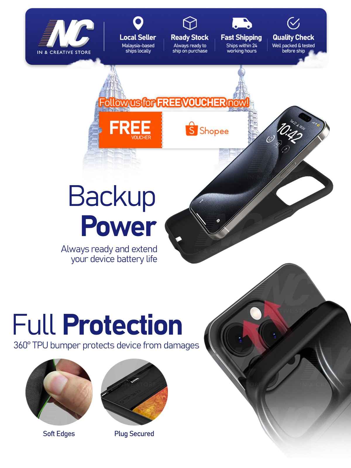 Rechargeable Battery Case for iPhone 15/14/13/12 – Powerbank Casing ...