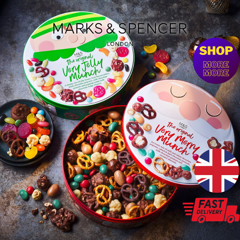 [Christmas Gifts🎁] 🇬🇧 M&S Very Merry Munch Mix Refill: Pretzel/Popcorn/Peanuts/Almond 460Gram ...