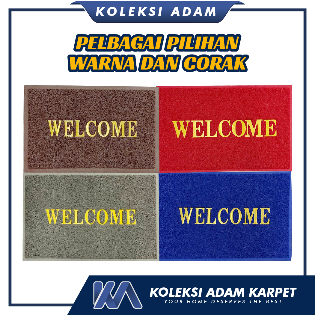 Welcome Door Mat (120cm x 180cm) Synthetic Rubber Floor Mat Alas Kaki ...