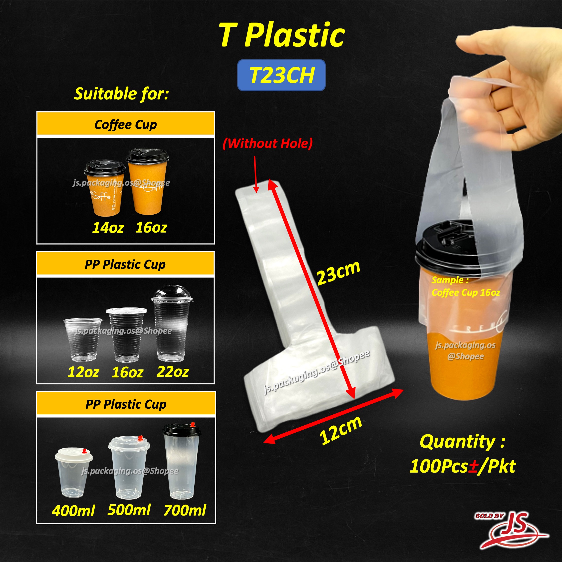 Plastik T Bag For 14/16/20/22/24/32oz Coffee Cup /Plastic cup/Plastic ...