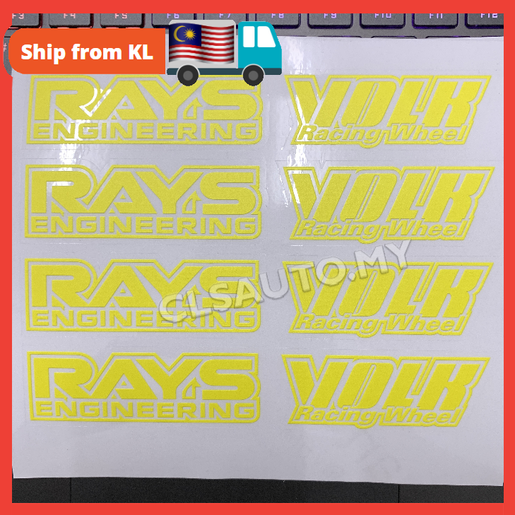 Sticker Rim TE37 Volk Racing (8 Pcs) Rays Stiker Accessories Pelekat ...