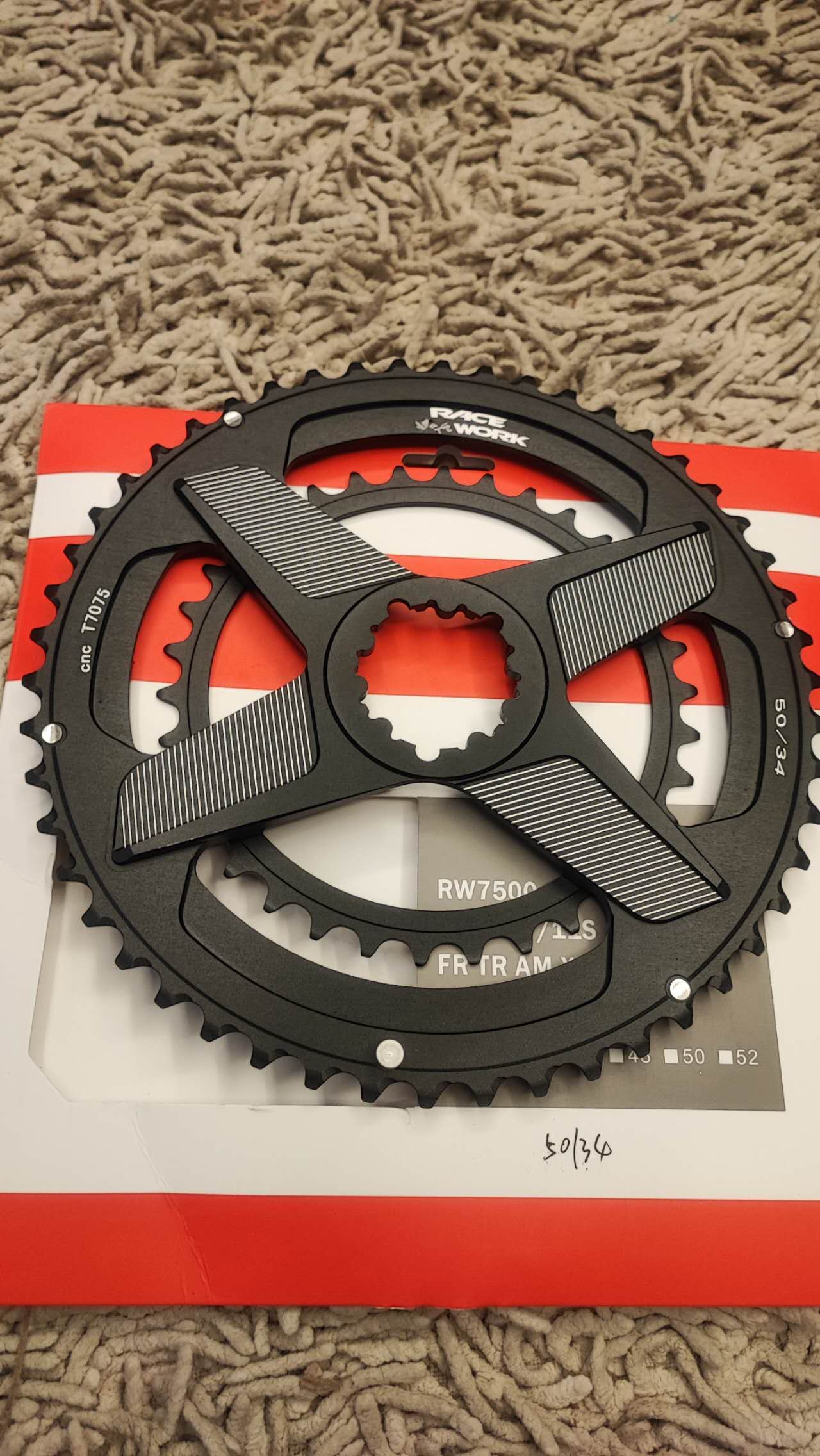 Racework Carbon Crank Crankset 170mm Chainring 34-50 and 36-52 Road ...
