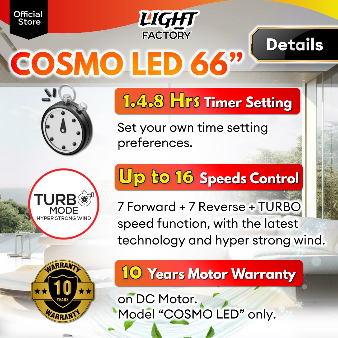 🔥2024 NEW🔥FANZO COSMO LED 66'' 6 Blades 14 Speeds + TURBO with Remote ...
