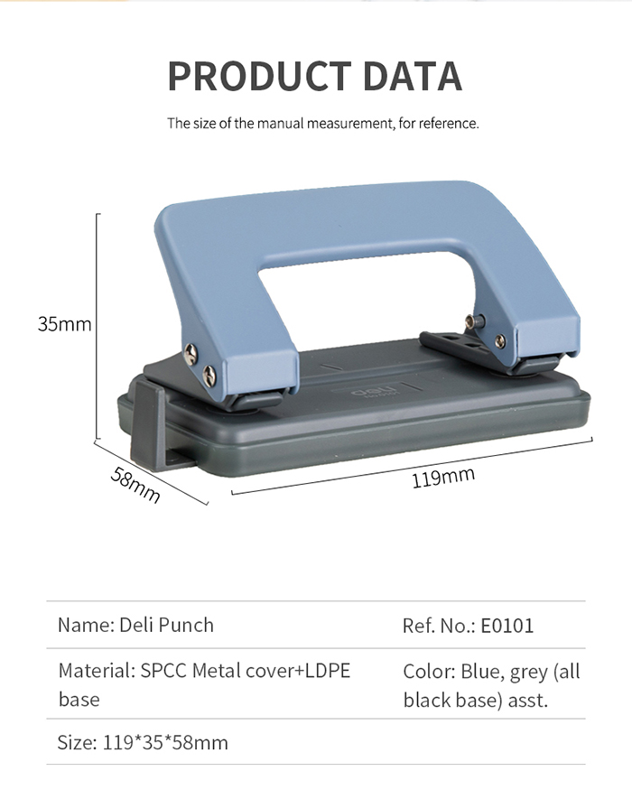 Deli Paper Puncher 2 Hole Punch with Lock Switch and Measurement Ruler ...