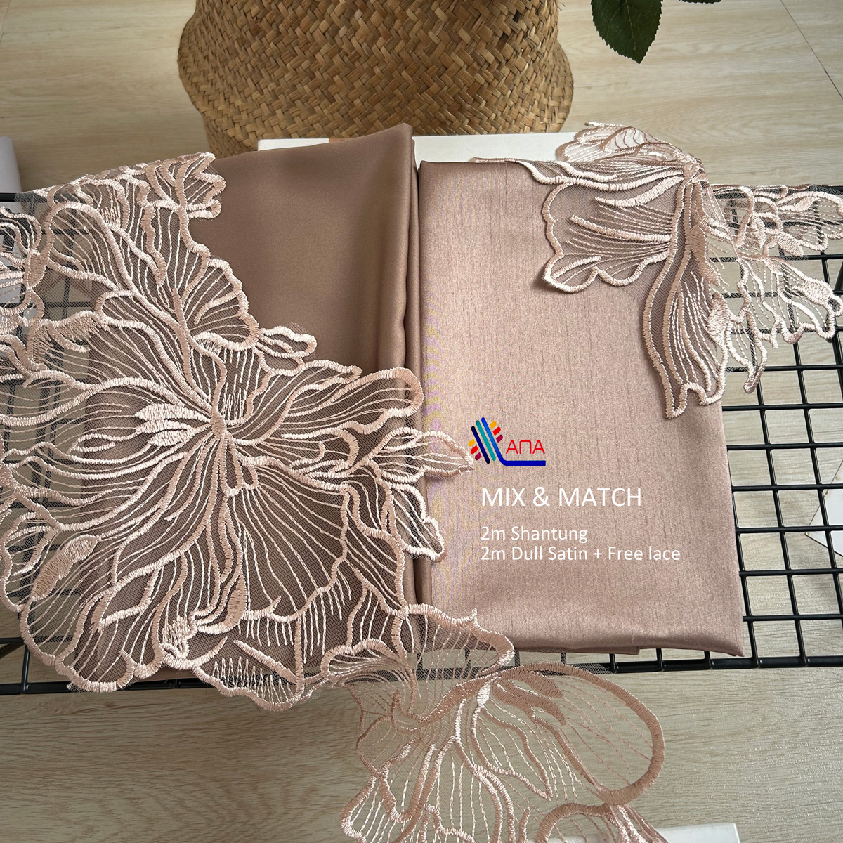 【FREE LACE】Mix Match Korean Shantung Silk Match Dull Satin Japan/Toyobo ...