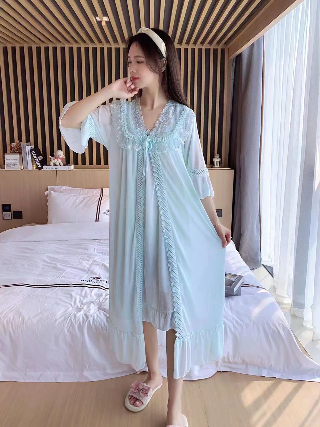 Set of 3pcs Baju Tidur Malam Pajamas Set Robe Kimono with Short Pant ...