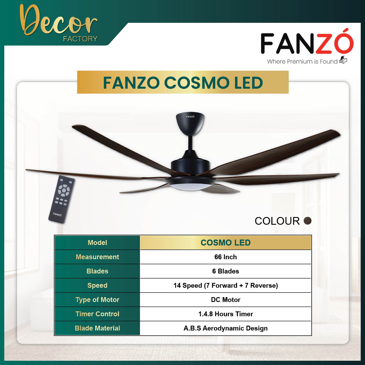 🔥NEW🔥FANZÓ Fan FANZO COSMO LED 66" 6 Blades DC Motor 7 Forward+7 ...