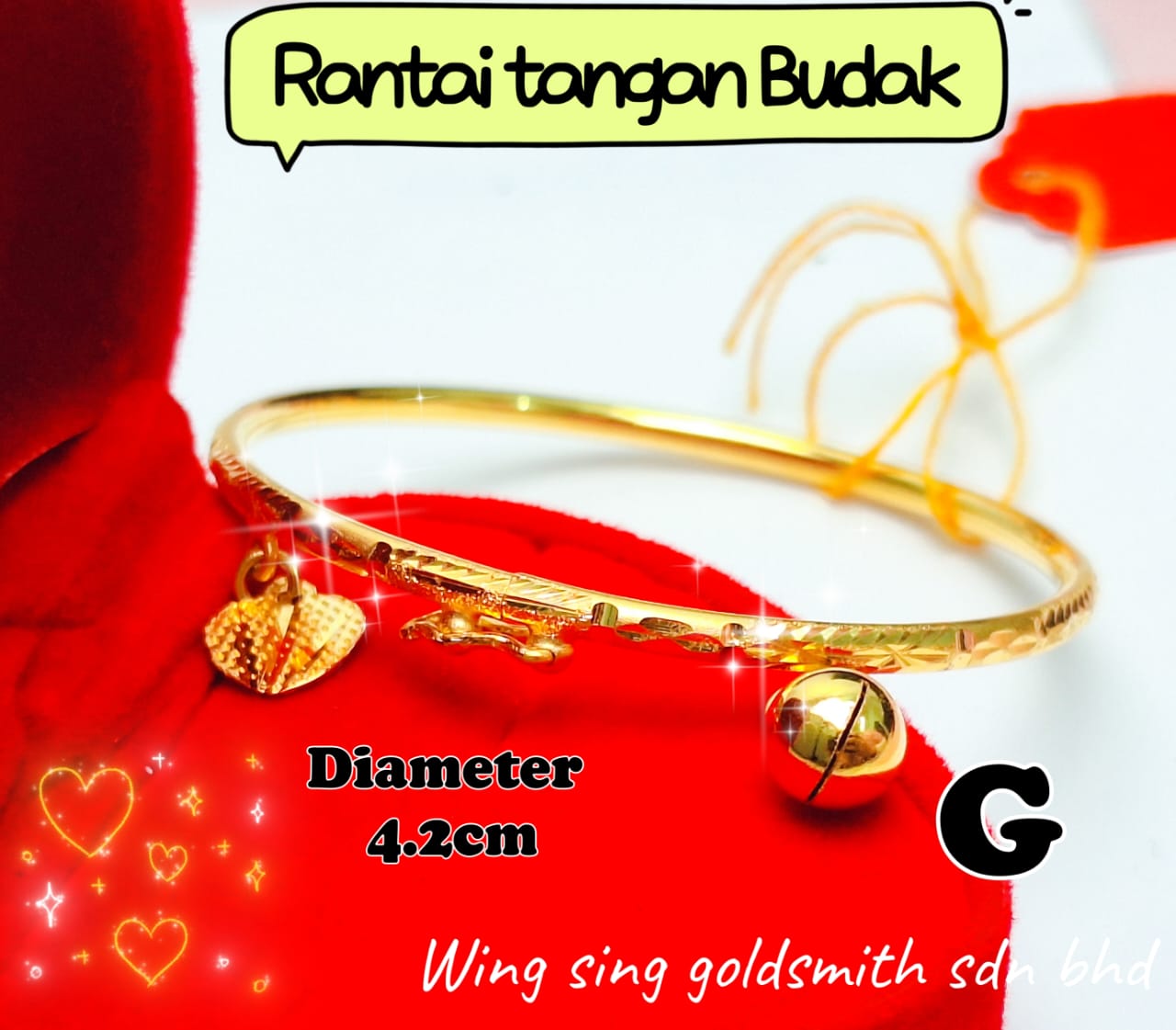 Wing Sing 916 Gold Adjustable Baby Kid Kids Bangle / Gelang Tangan ...