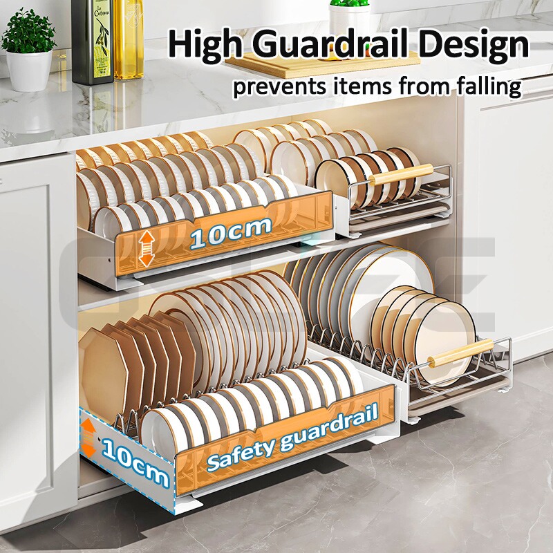 GSlife ⭐No Punching⭐Pull Out Dish Rack Stainless Steel Kitchen Plate ...
