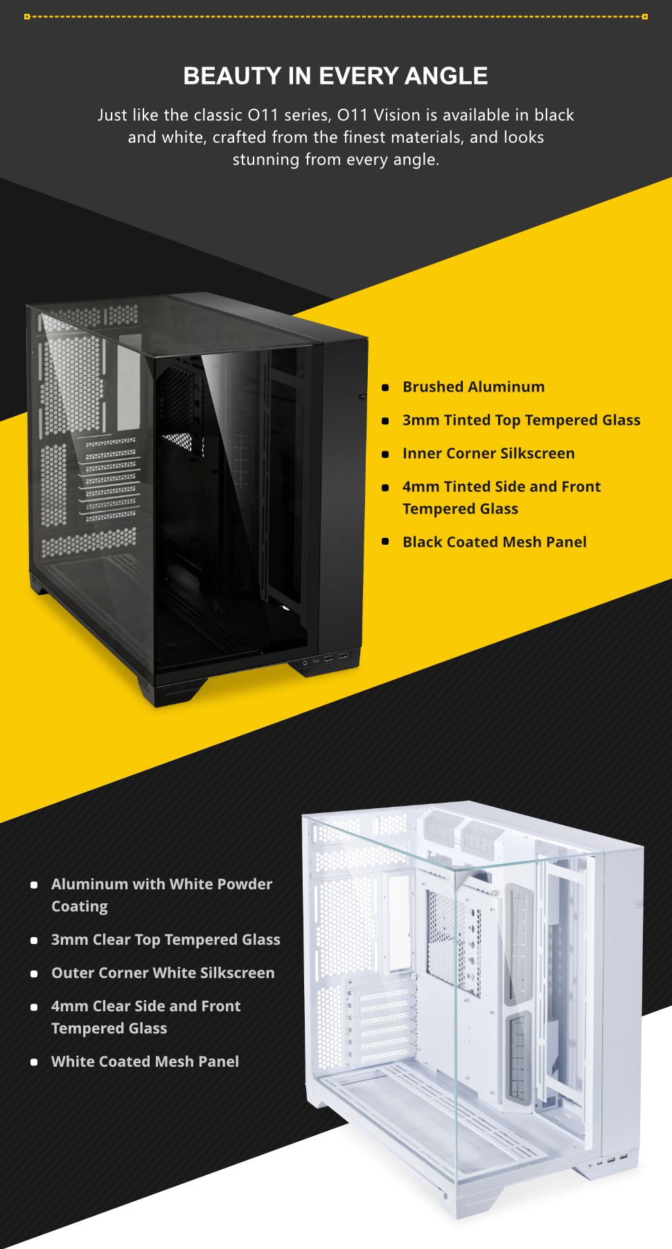 Lian Li O11 Vision Tempered Glass E-ATX Gaming Case - Black/White ...