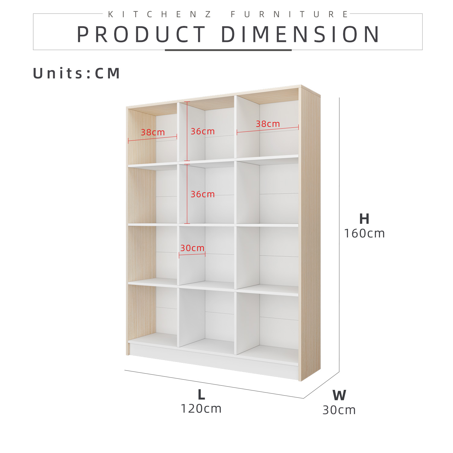 KitchenZ Book Shelf Book Rack Buku Rak Divider Cabinet with 12 ...