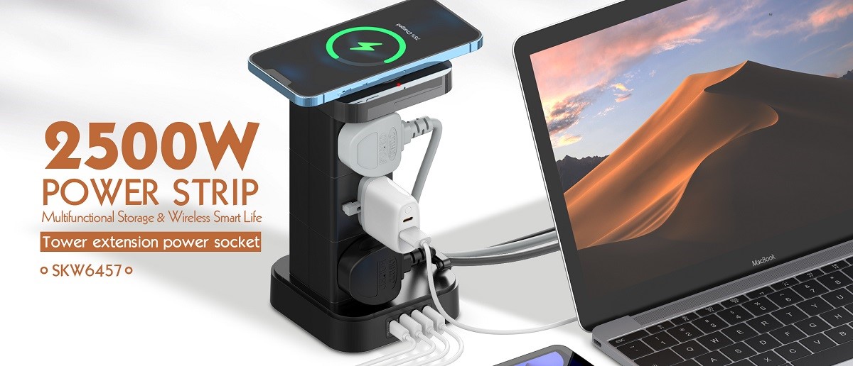 LDNIO SKW6457 15W Wireless Charger & 2500W Tower Extension with PD 30W ...