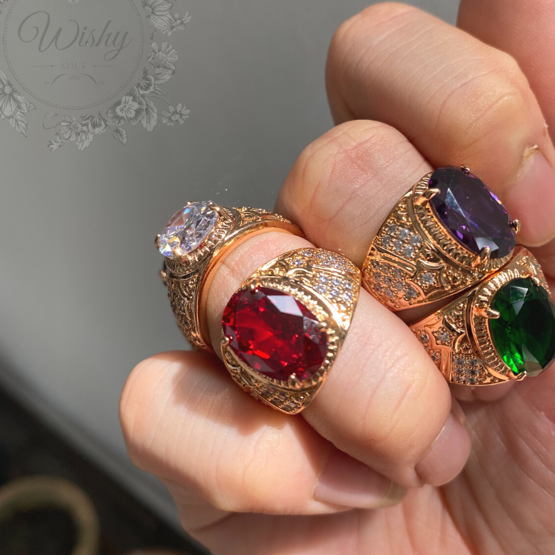 Cincin Emas Suasa Sadur Lelaki Batu Zirconia Bujur Gold Plated Male ...