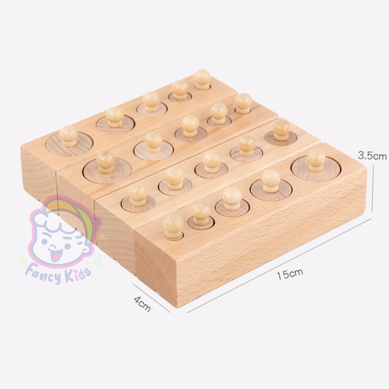 Montessori Wooden Knobbed Cylinder Block Sorting Toys/Sensory Toys ...
