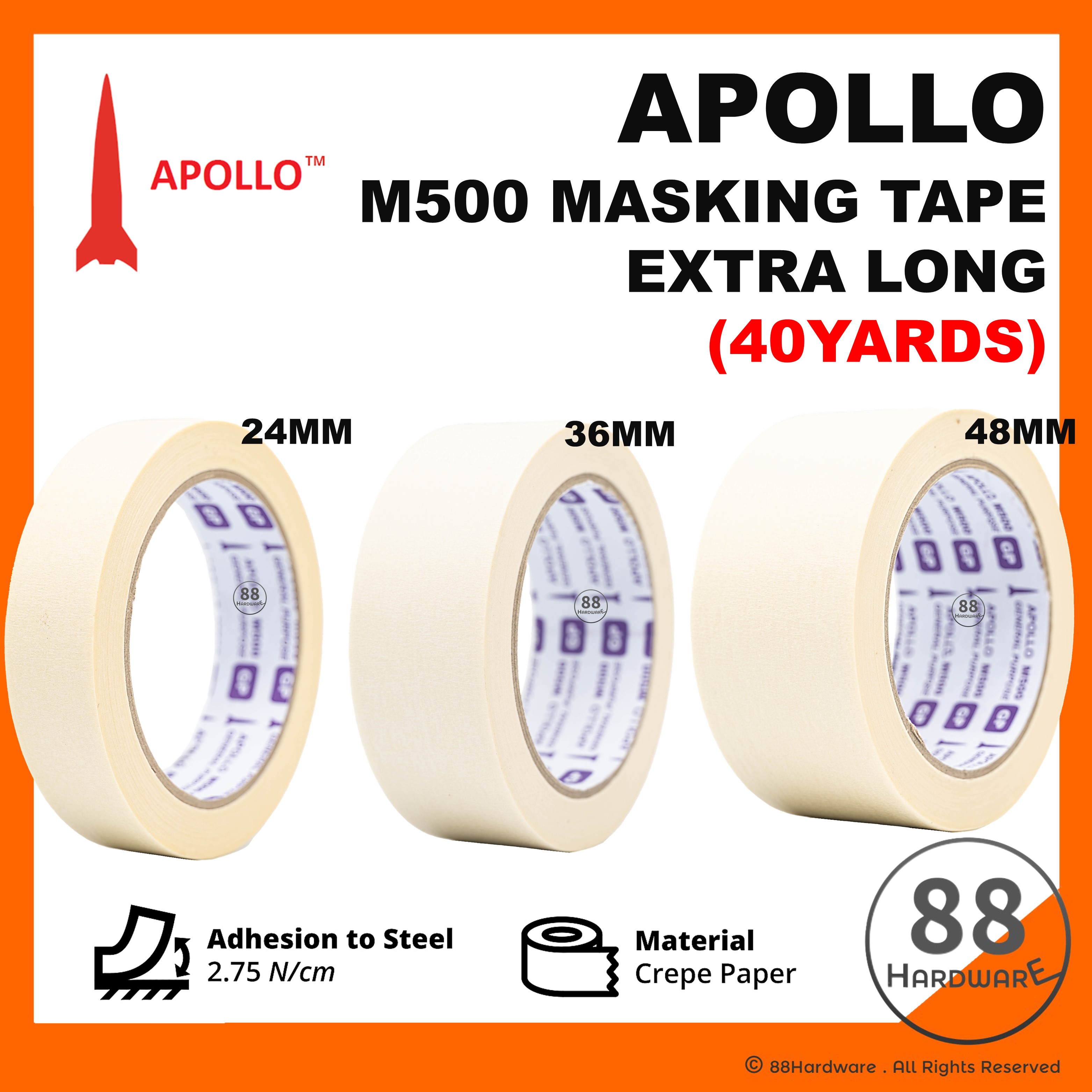 【EXTRA LONG】APOLLO HIGH QUALITY MASKING TAPE / PAINTING TAPE / WASHI ...