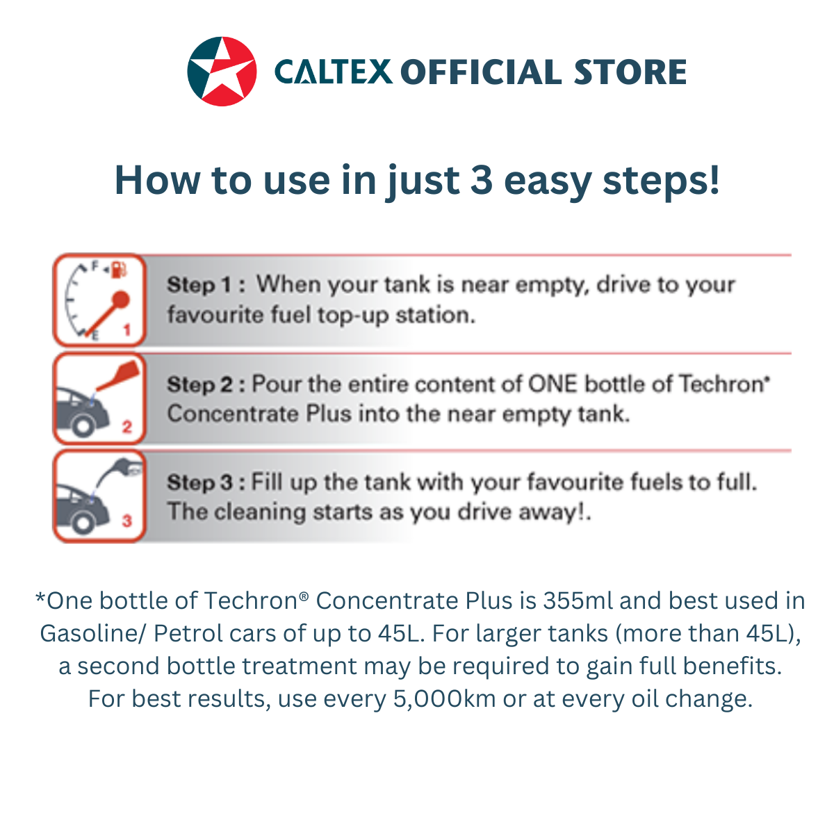 Caltex Techron Concentrate Plus Fuel System Cleaner (355ml x 2 Bottles ...