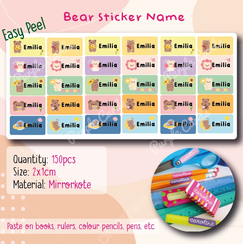 Sticker Nama 1X2cm 200pcs/ Sticker Name Label / Cartoon Sticker ...