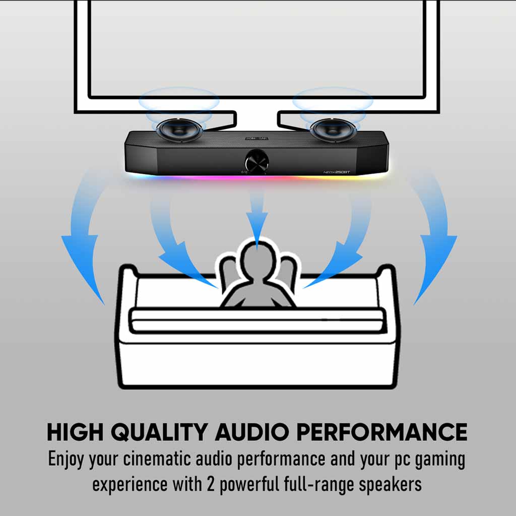 SonicGear Neox 250BT RGB Bluetooth Sound Bar Cinematic Audio ...
