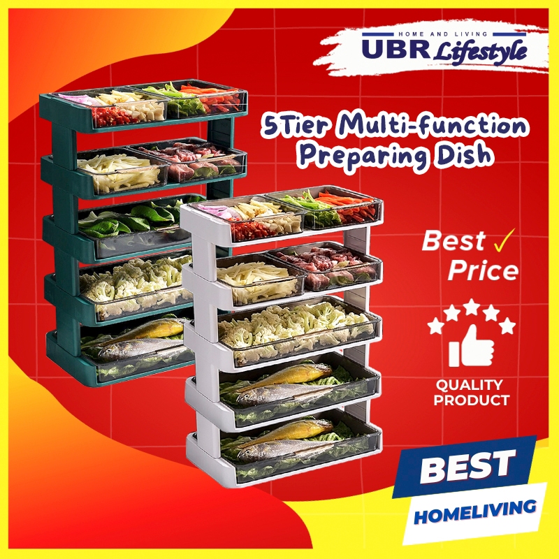 (Ready stock) 5 Tier Multifunctional Preparing Dish Plate Kitchen ...