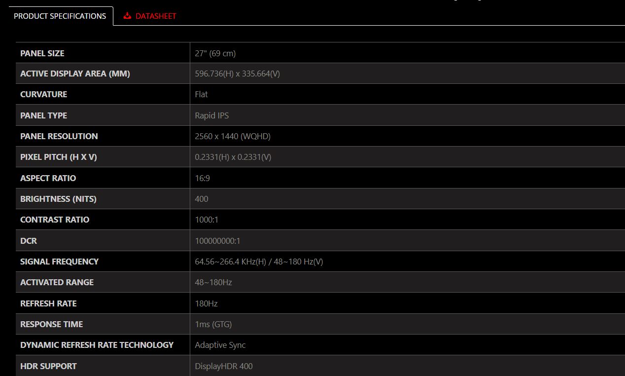 MSI MONITOR MAG274QRF-QD E2 GAMING (27'' RAPID IPS QUANTUM DOT 2K WQHD ...
