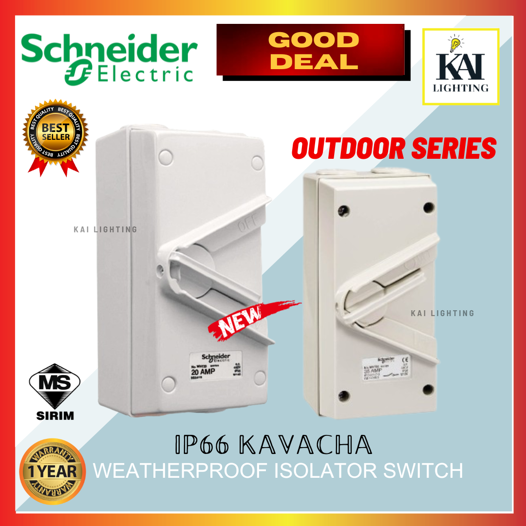 [SIRIM] Schneider Kavacha Weatherproof IP66 Isolator Switch White (20A/35A/63A/80A) 5.0 2 ...