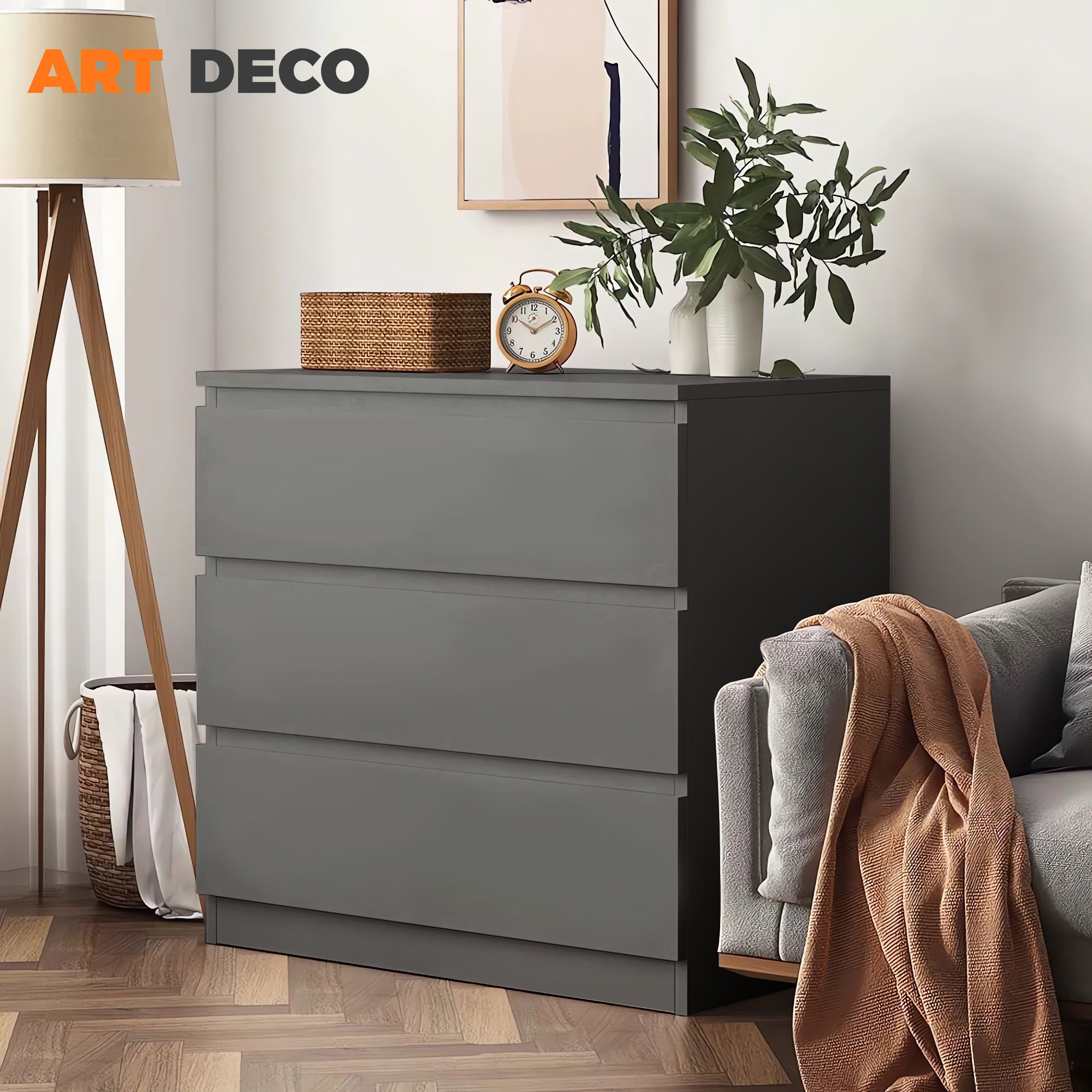Chest Drawer 3 Tier Drawer Chest Grey Drawer Storage Almari Laci Side ...