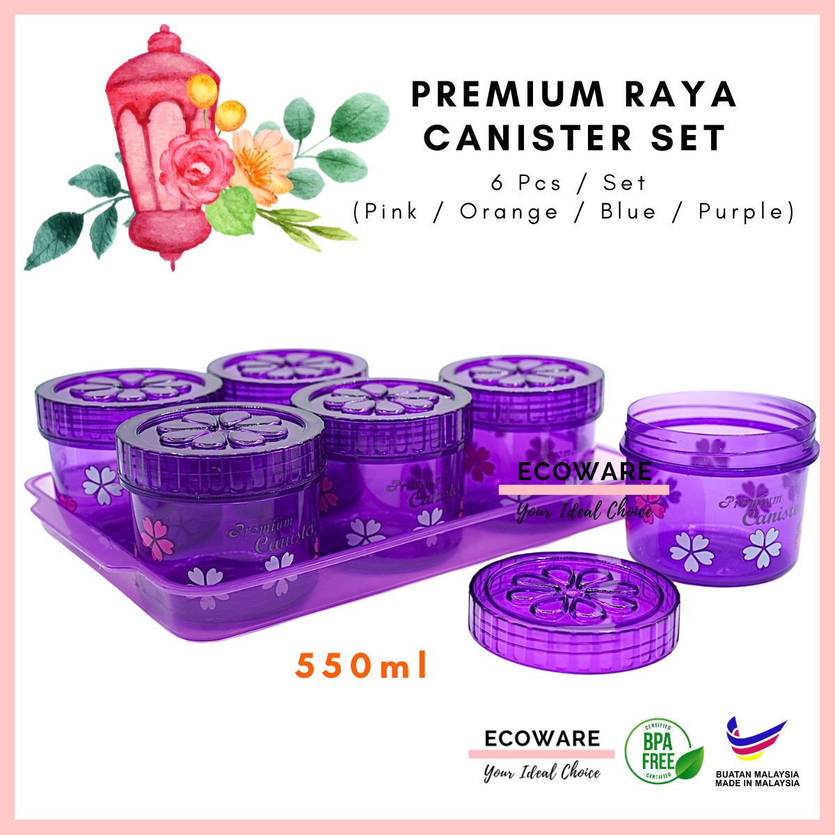 BakingPanda 6pcs Bekas Kuih Raya Set / Cookies Container Set / Bekas ...