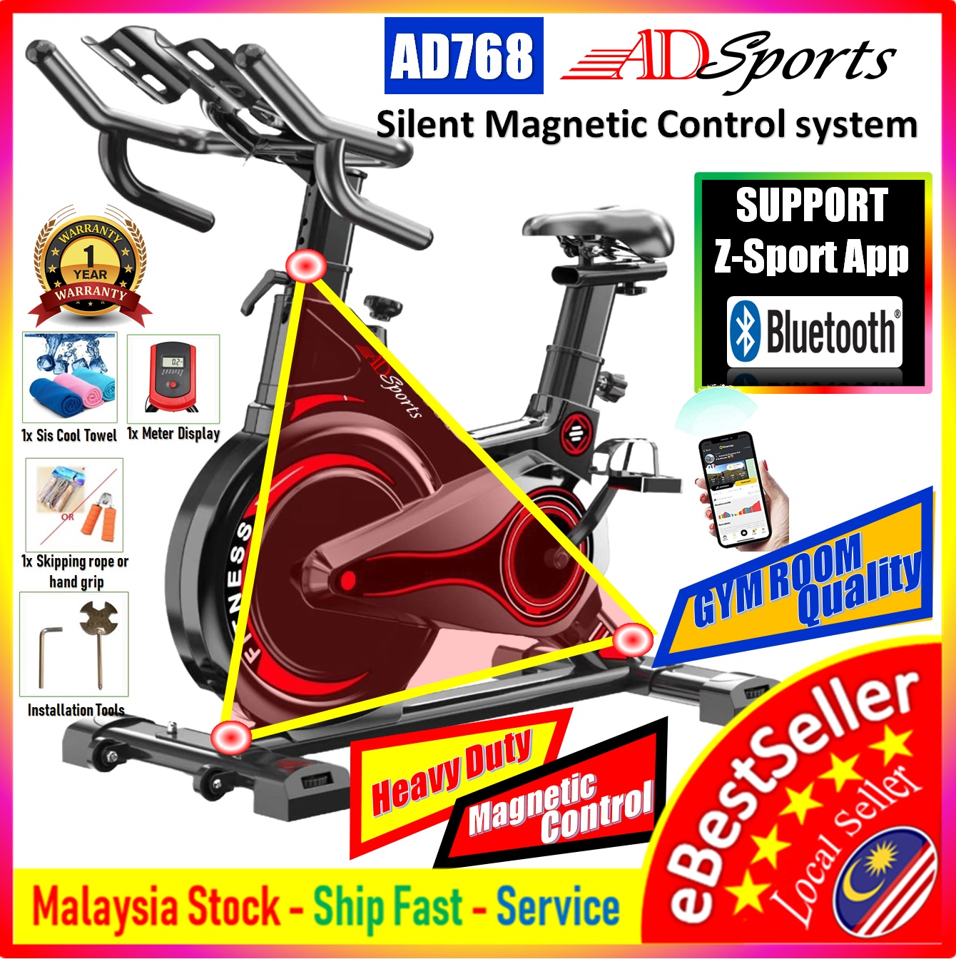 ADSports AD768 Commercial Grade Professional Upright Silent Magnetic ...