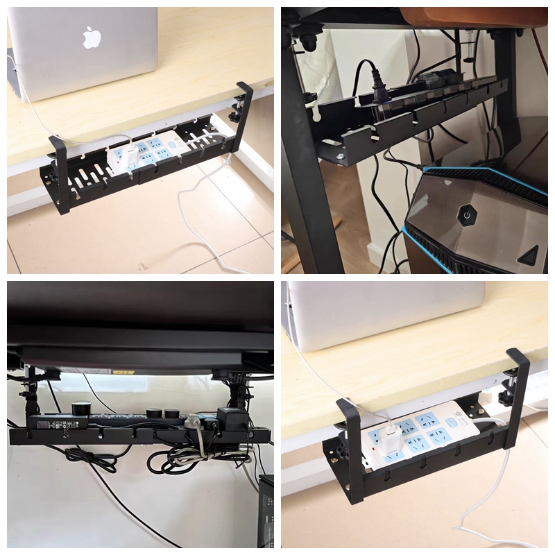 Under the Table Cable Management Rack No Drill Cable Tray Basket for ...