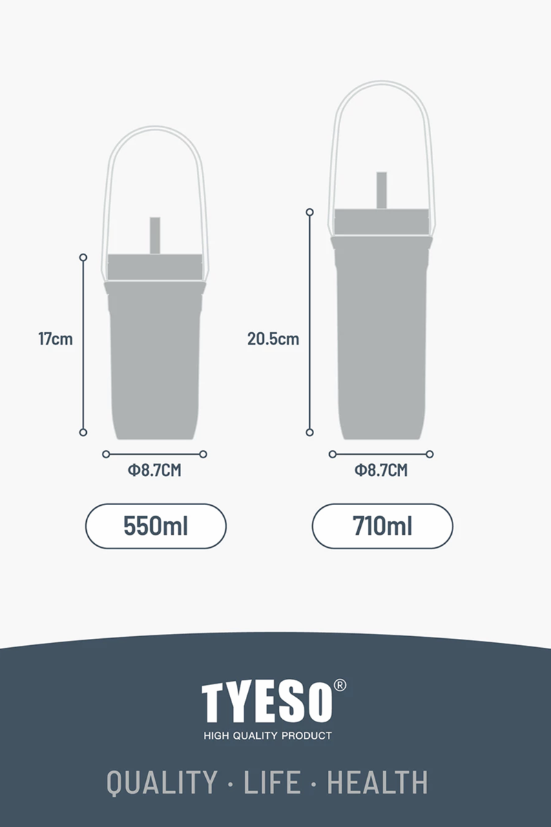 【AUTHORIZED DEALER】Tyeso Insulated Tumbler 550ml/710ml With Silicone Strap And Straw Thermos ...