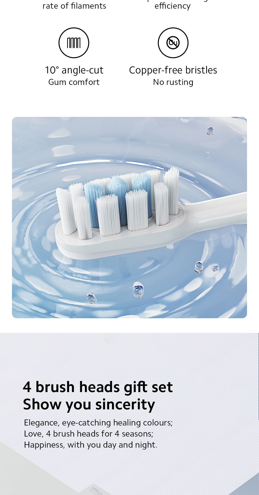 Xiaomi Electric Toothbrush T302 4 brush modes/4 brush heads gift set/360° wireless charging/IPX8 ...