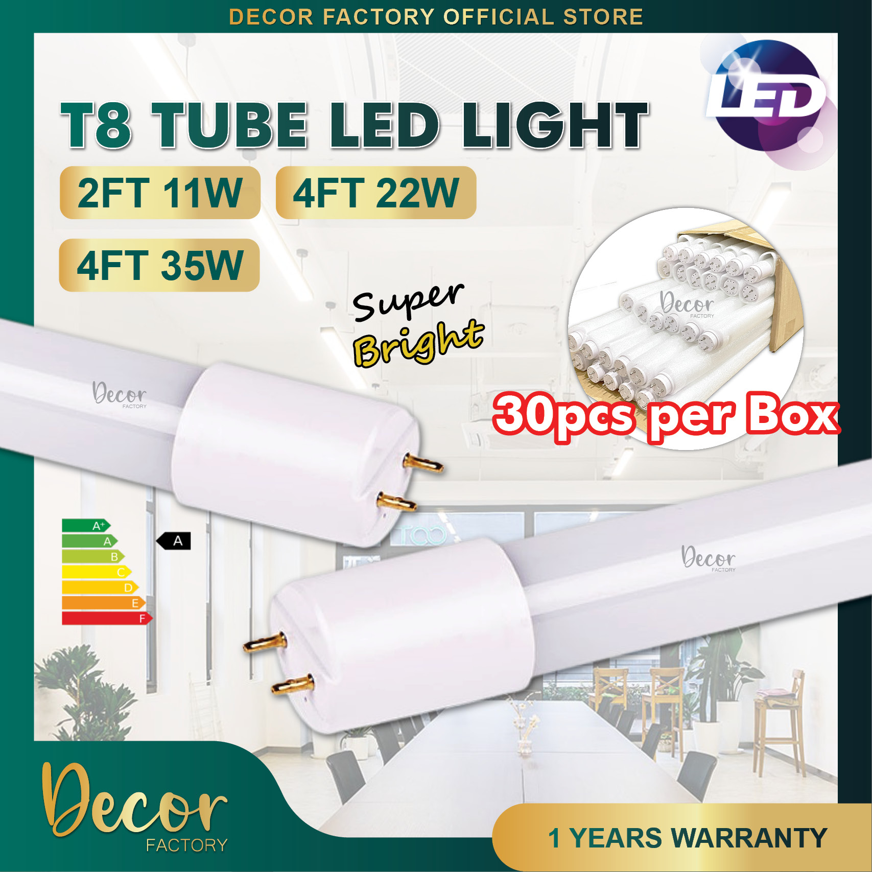 [1BOX -30PCS SET] T8 LED Tube 2FT 4FT 11W 22W 35W Bright Lamp LED T8 SET T8 LED Tube Light Lampu ...
