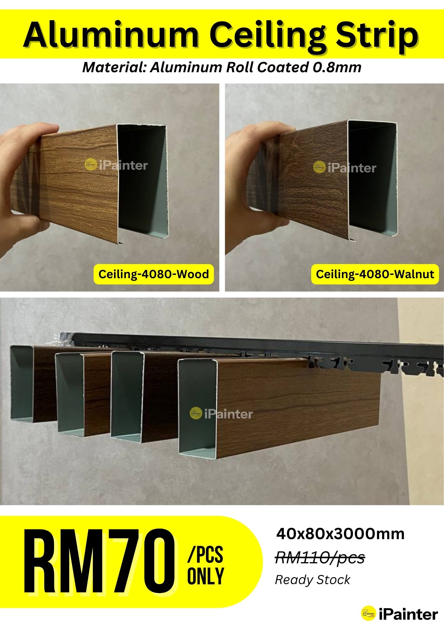 ALUMINUM CEILING STRIP FLUTED PANEL BAFFLE CEILING EASY INSTALL ...