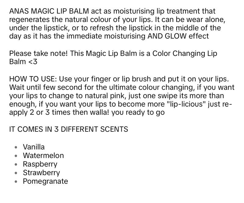ANAS MAGIC LIPBALM / ANAS TINTED LIPBALM | Shopee Malaysia