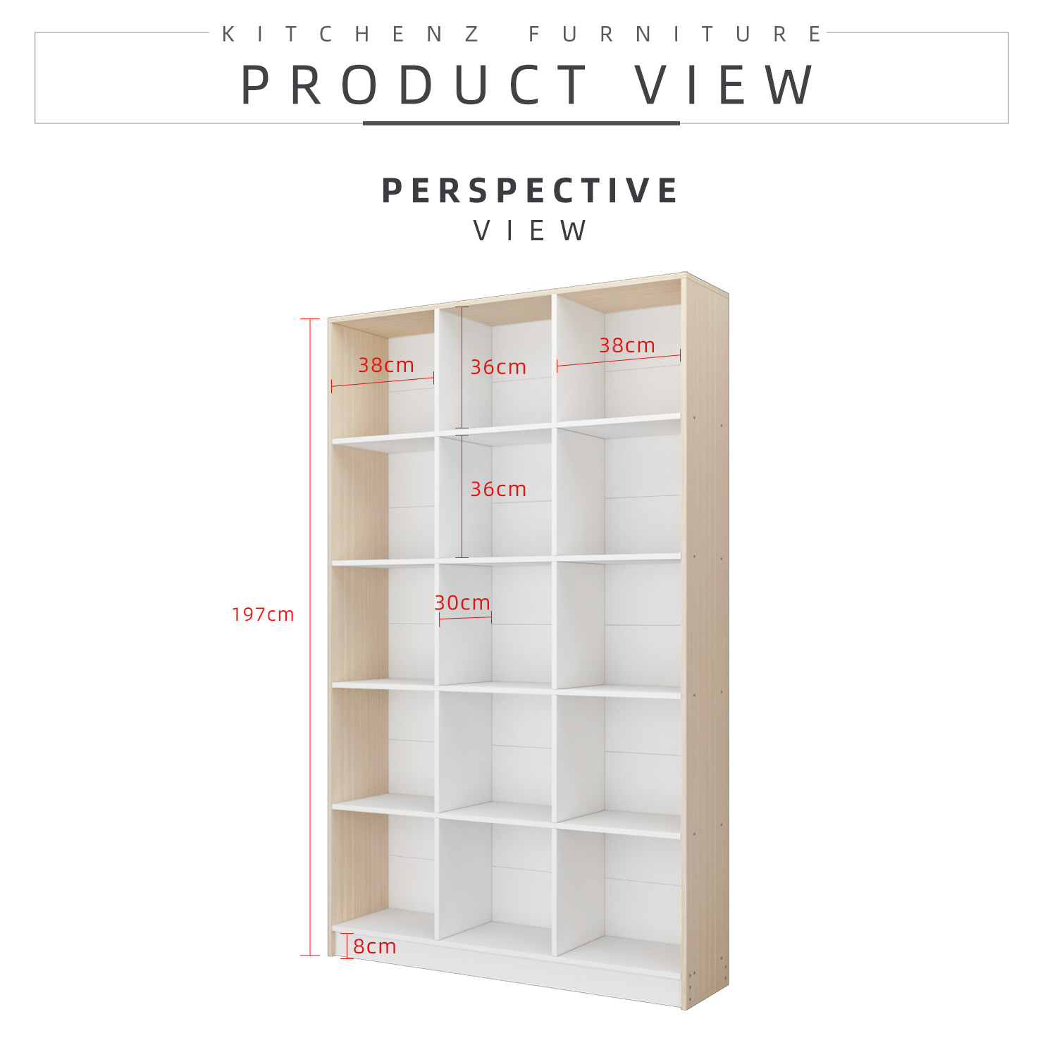 KitchenZ Book Shelf Rack Divider Cabinet with 15 Compartments 1004 ...
