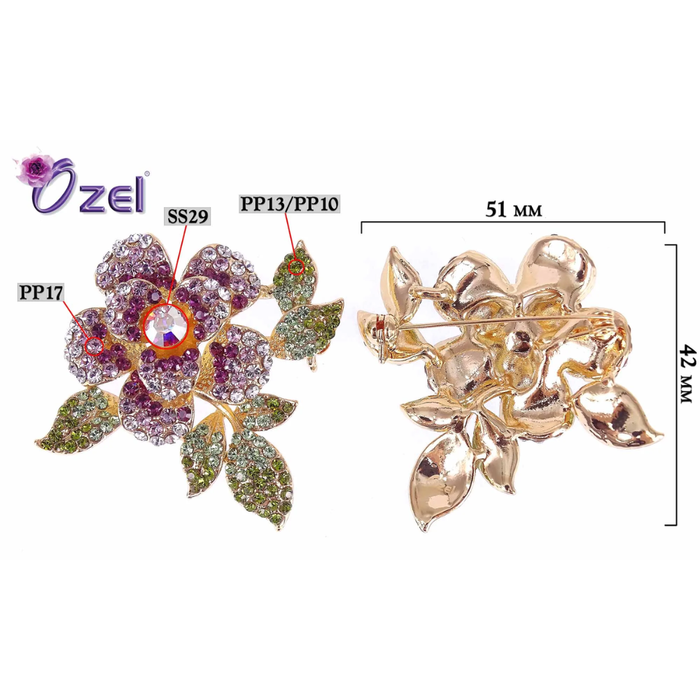 Ozel Flower Brooch B329 Kerongsang Bunga & Pin Tudung, Hijab, Songkok ...