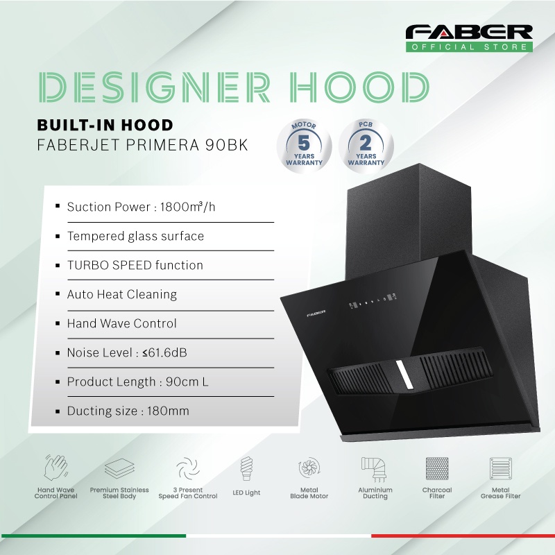[NEW STOCK] FABER Built-In Designer Hood With Turbo Function Tempered ...