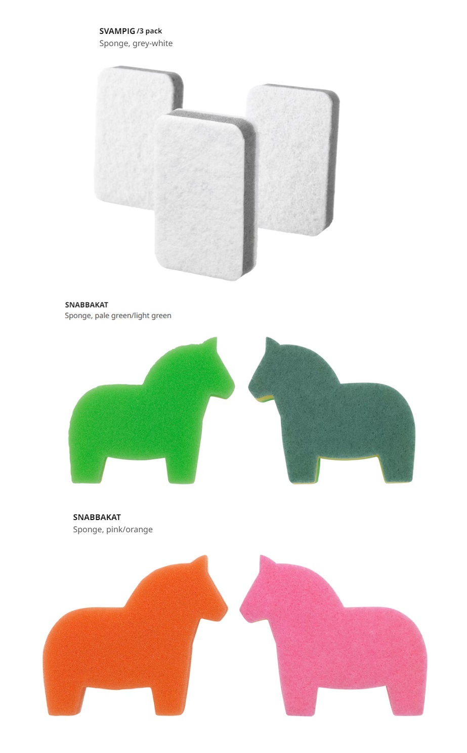 IKEA SVAMPIG | SNABBAKAT Dishwashing Sponge | Span | Dala horse | 海绵 ...