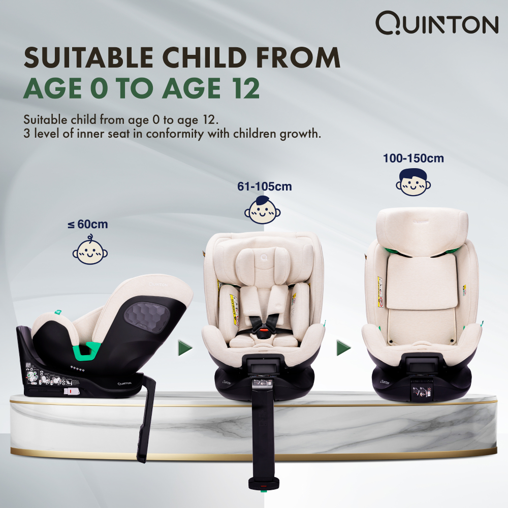 Quinton Coxy R129 I-size Child Safety Car Seat | 360 Rotation | 40cm to ...
