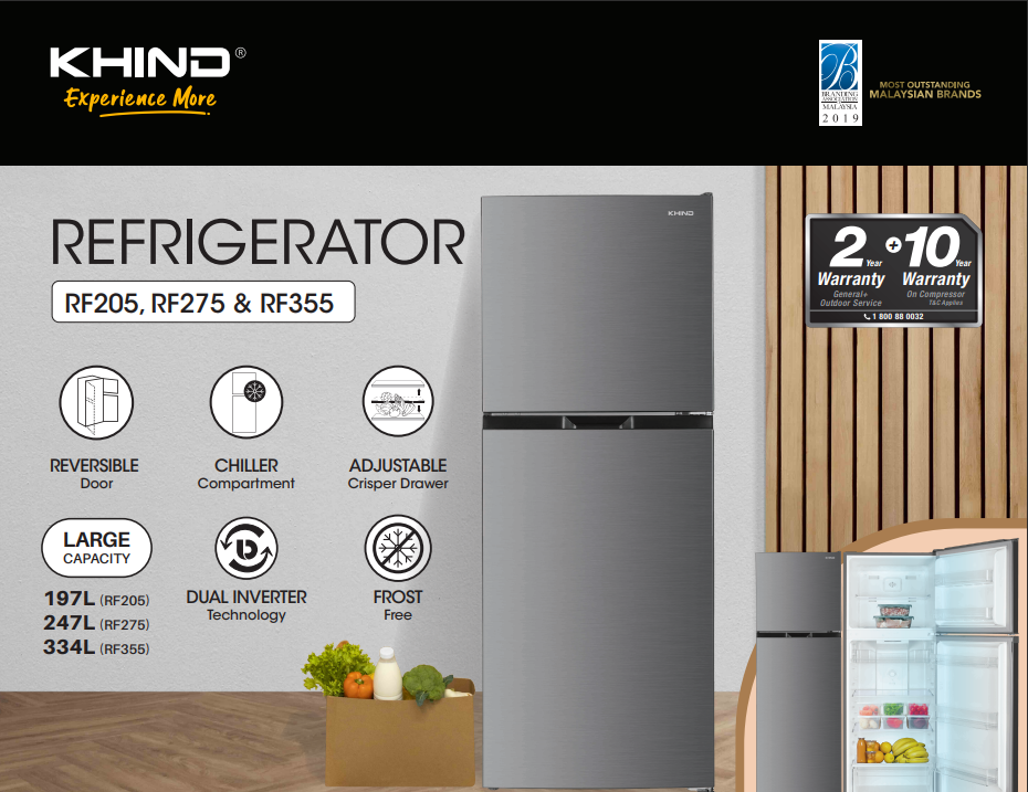 KHIND/MIDEA REFRIDGERATOR & WASHING M/C COMBO FULLY AUTO RF205+WM80A ...
