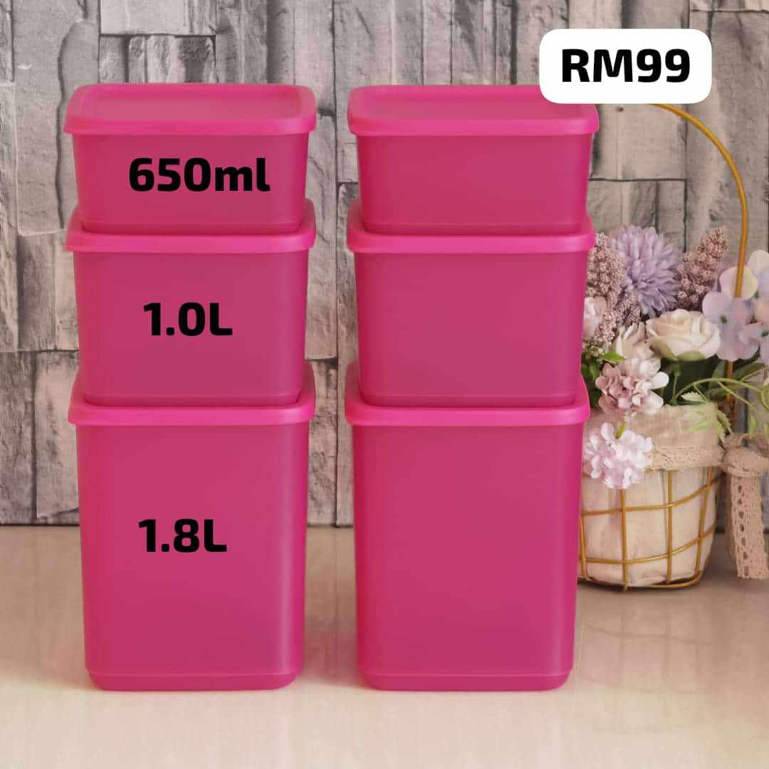 Tupperware Chill N Serve SO FRESH Square Round 400ml Stackable Food container lunch box square ...