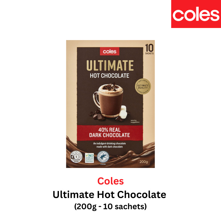 (EXP: 10/2025) Coles Ultimate Hot Chocolate 200g (40% Real Dark ...