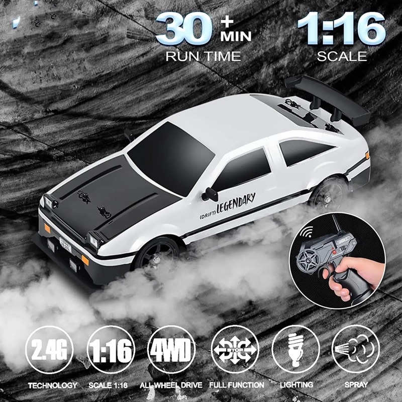 FEO Q123 Spray+Light Rc Drift Car 1/16 Ae86 GTR Pick Up 4WD Off-Road ...