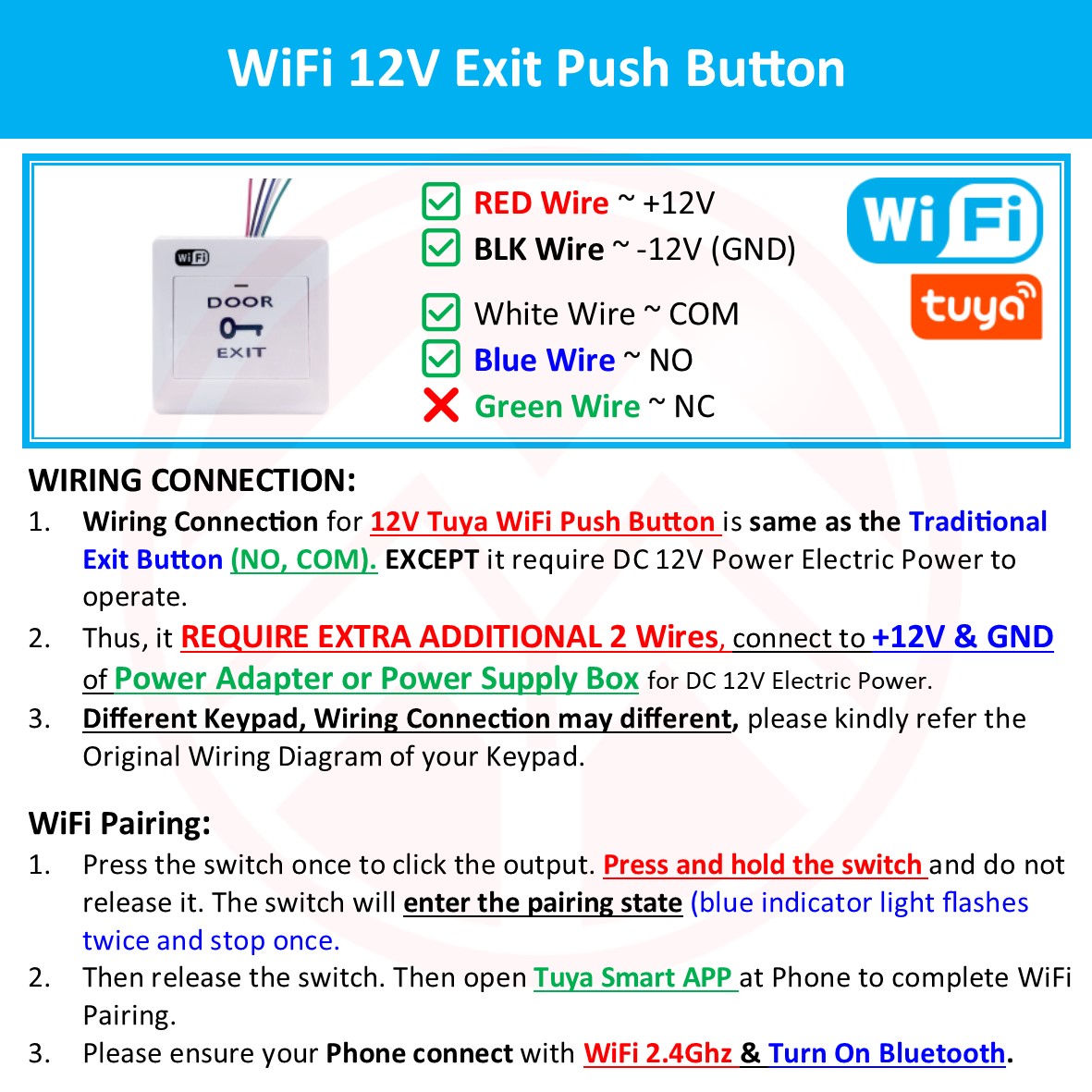 [Tuya or Smart Life App] DC 12V WIFI Smart Door Access Control System ...