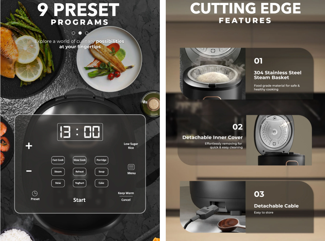 Russell Taylors 1.8L Digital Low Sugar Rice Cooker RC10 | Philips 1.8L ...