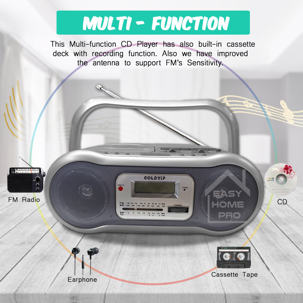 [CLEARANE STOK]GOLDYIP VCD-3120 CD BOOMBOX MICRO HI-FI COMPONENT SYSTEM CD RADIO CASSETTE PLAYER ...