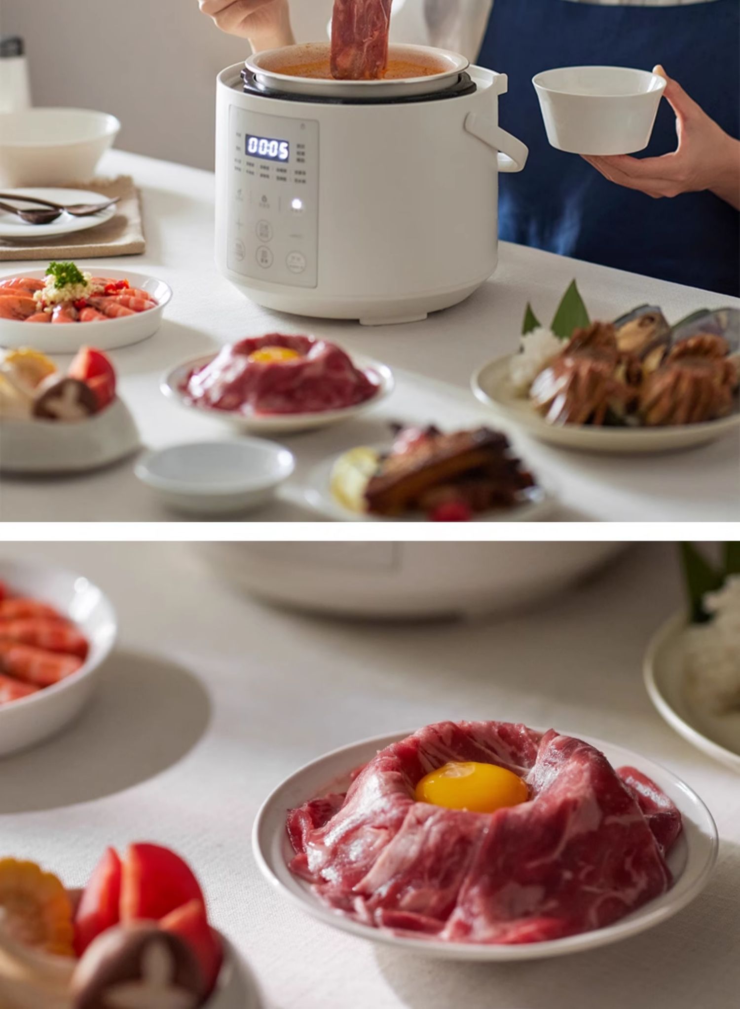 Olayks 2L Electric Pressure Cooker Dual Pots Rice Cooker 2 Pots Soup Cooker Porridge ...