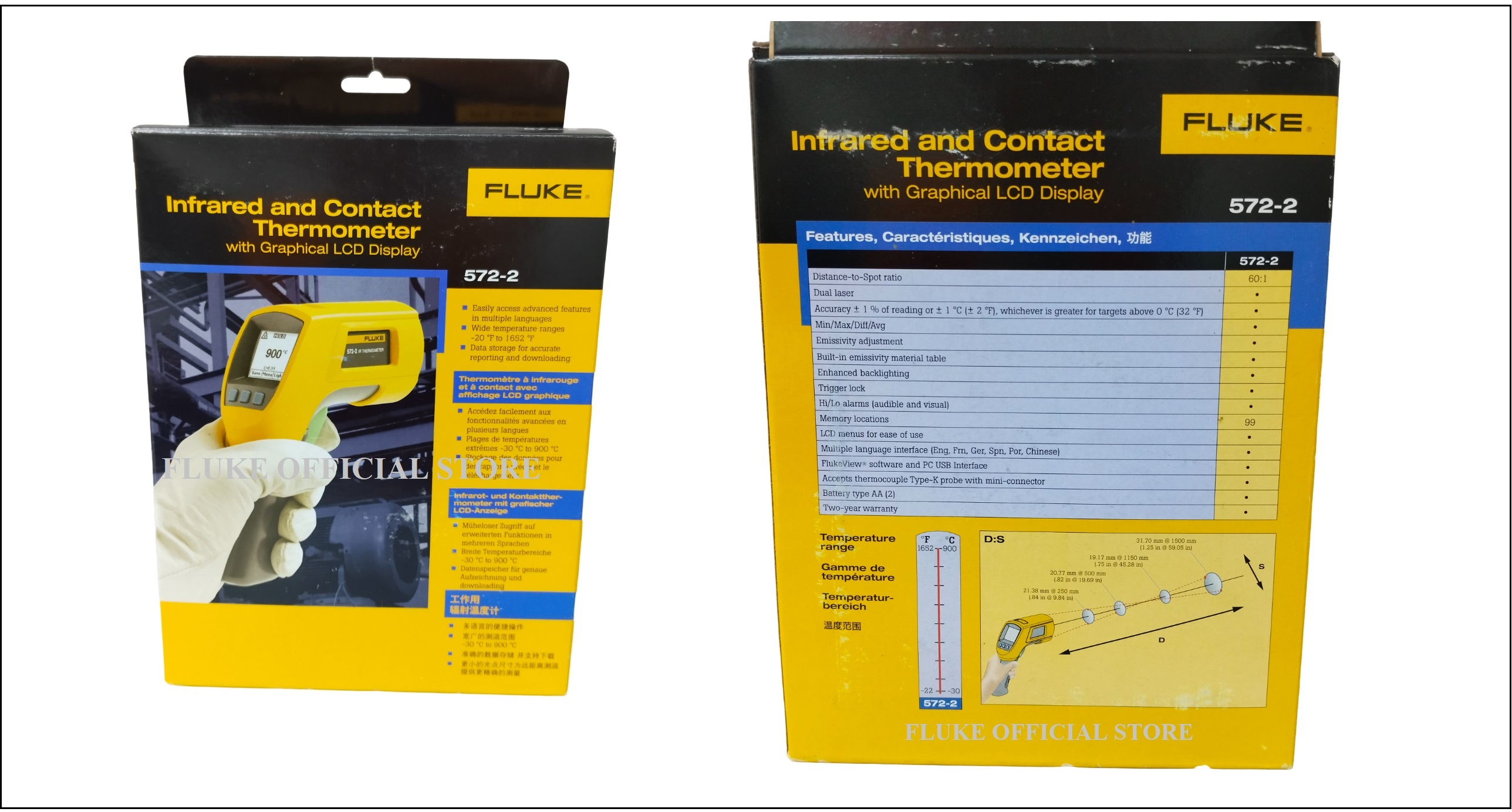 Fluke 572-2 High Temperature Infrared Thermometer with Graphical LCD ...